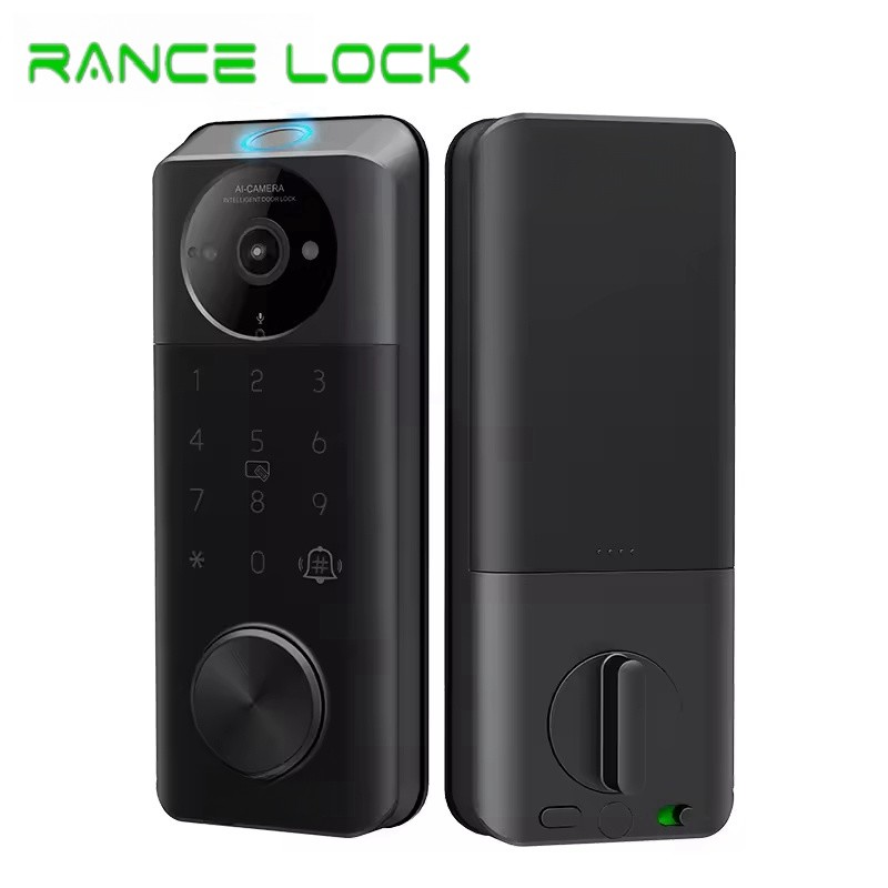 Wifi Face Recognition Door Lock Black Smart Camera Door Lock Automatic